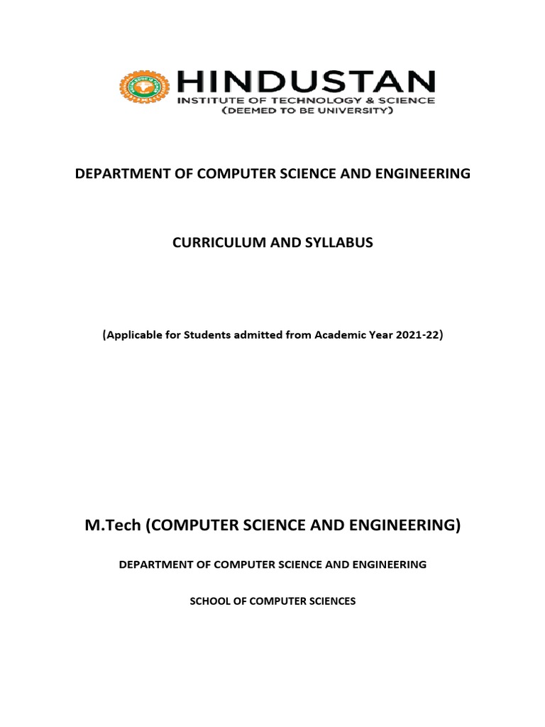 M.TECH CSE Syllabus 2021 | PDF | Machine Learning | Engineering