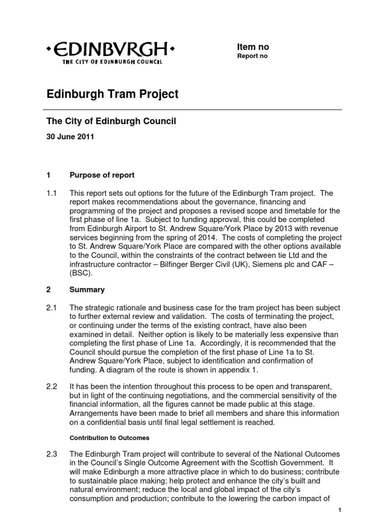 Edinburgh Tram Project Options | PDF | Edinburgh | Rail Transport