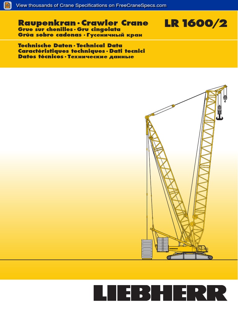 Liebherr LR 1600 2 Lord Chart | PDF | Crane (Machine) | Machines