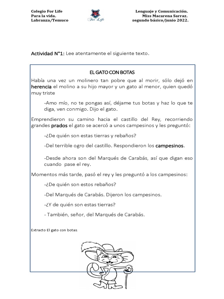 guía gato con botas | PDF