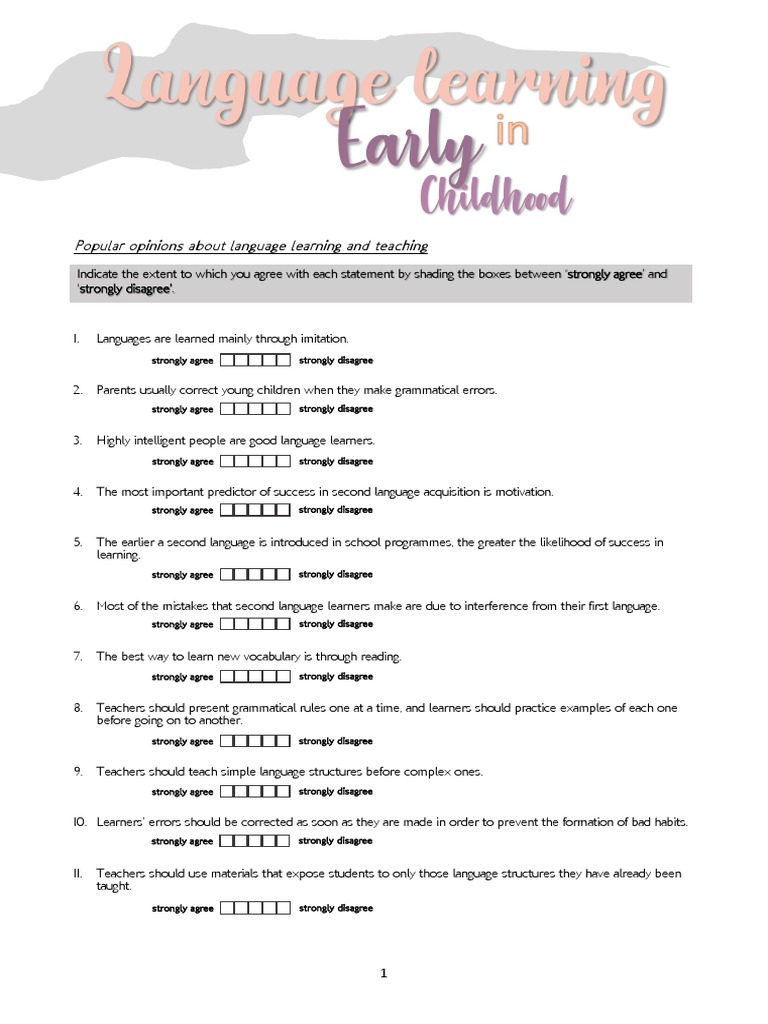 Language Learning in Early Childhood | PDF | Language Acquisition ...