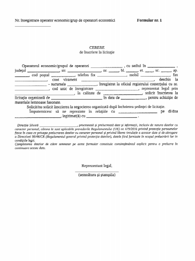 Cerere Licitatie | PDF