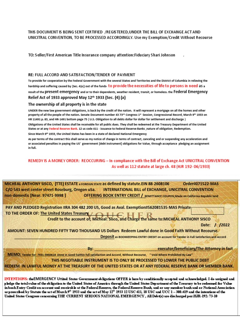 Certified Payment Tender Notice | PDF | Legal Tender | Payments