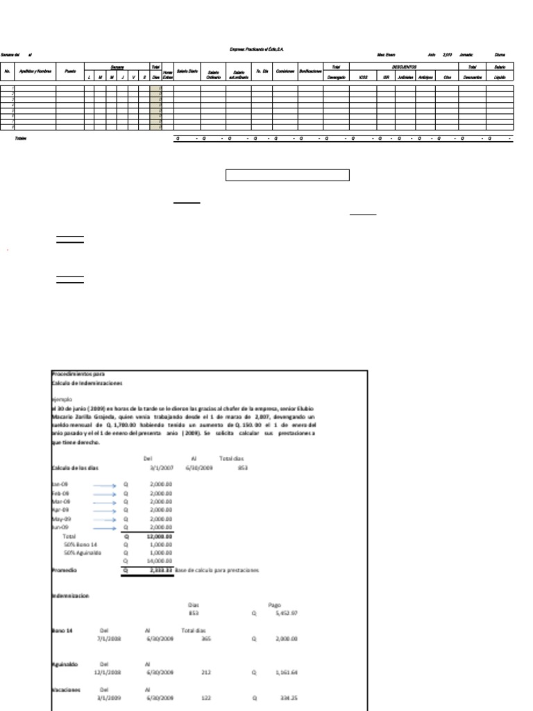 Ejemplo de Planilla Semanal | PDF | Sueldos y salarios | Distribución de ingresos del factor