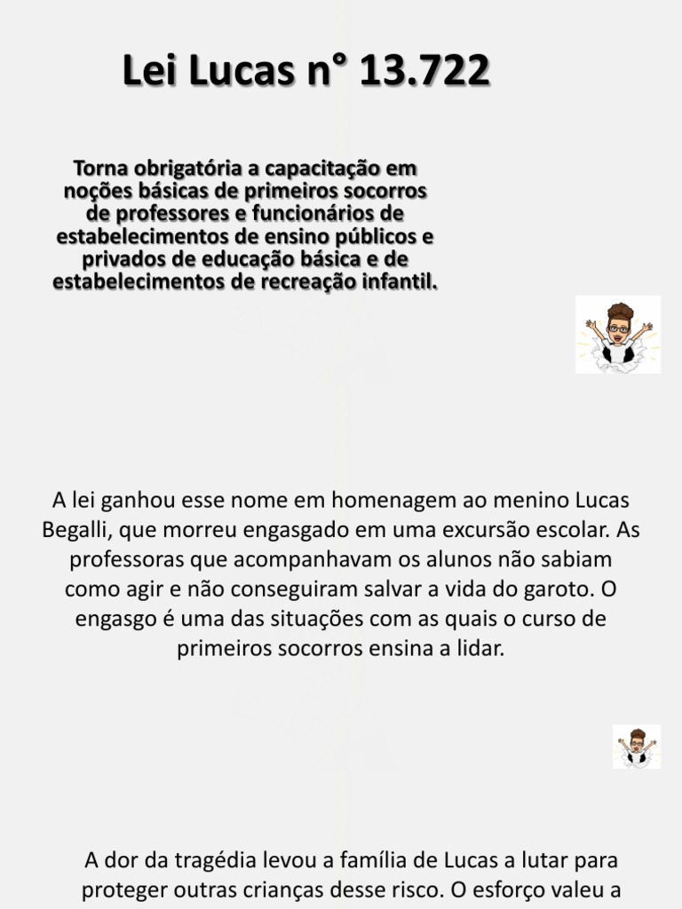 Lei Lucas 13.722-Primeiros Socorros | PDF | Desenvolvimento profissional | Estatuto