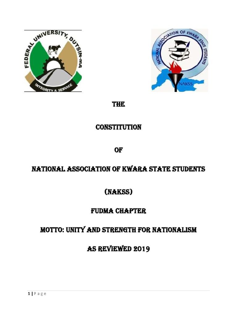 THE Constitution OF National Association of Kwara State Students (Nakss ...
