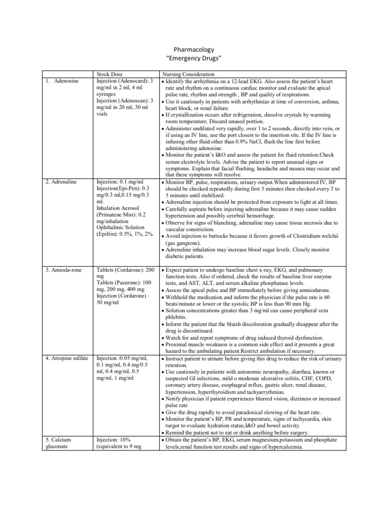 Pharmacology Emergency Drugs | PDF | Topical Medication | Magnesium