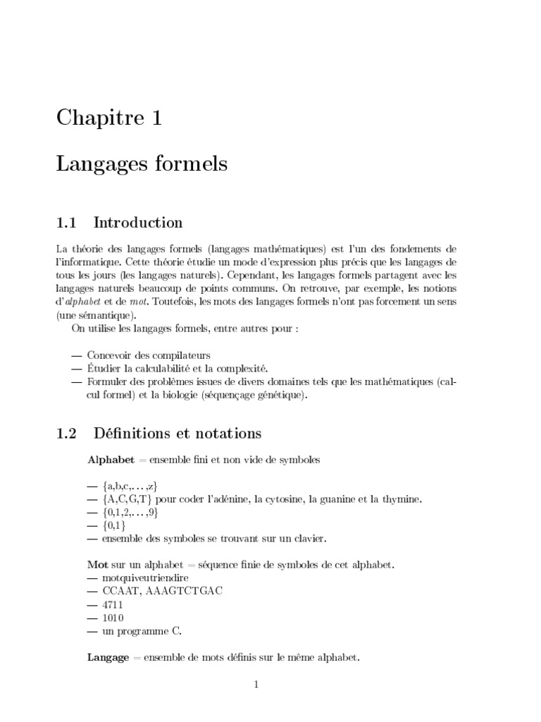 Introduction aux langages formels | PDF
