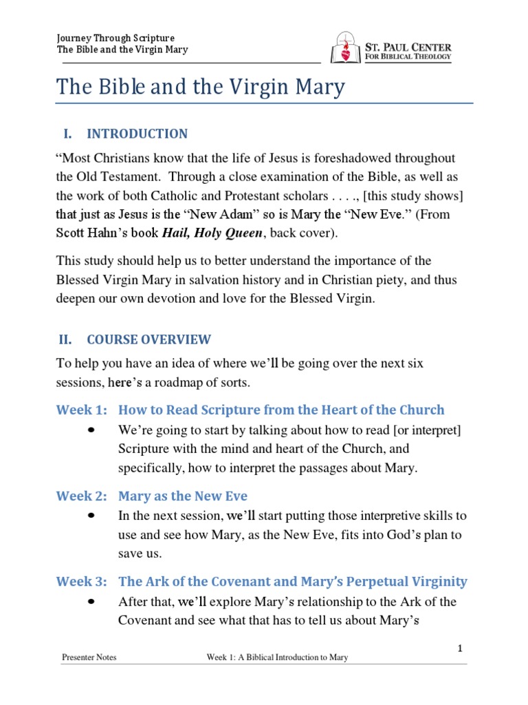 Bible and The Virgin Mary Lesson 1 | PDF | Mary, Mother Of Jesus ...