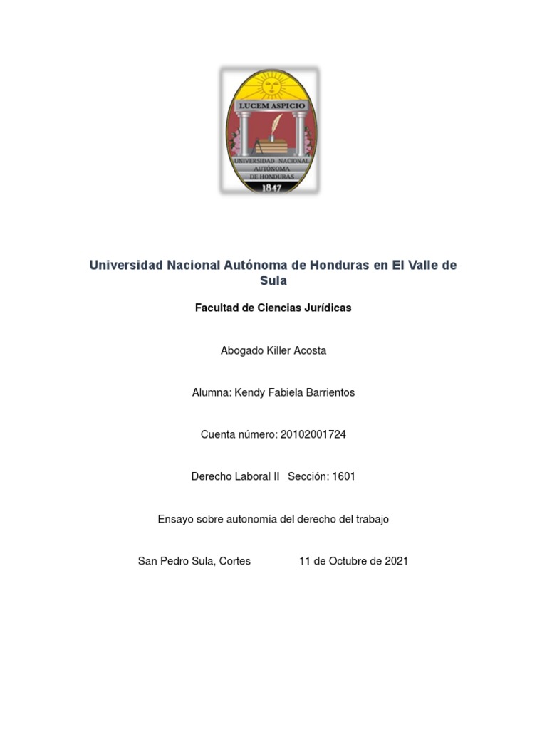 Autonomía Del Derecho | PDF | Derecho laboral | Libertad
