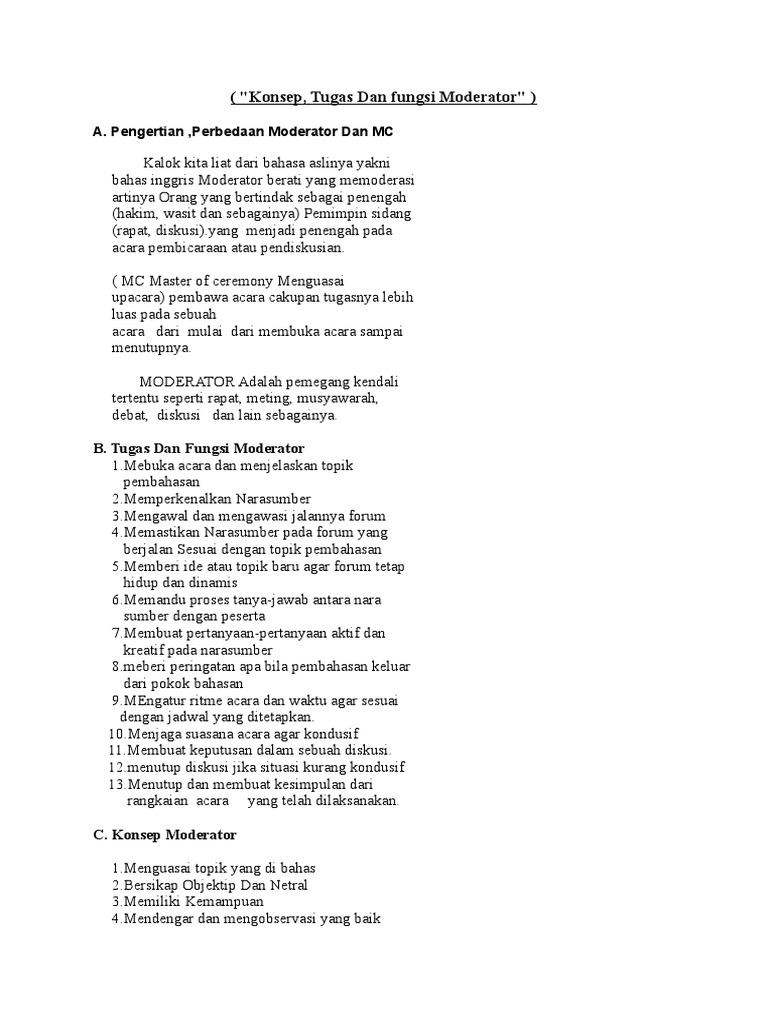 Tugas dan Fungsi Moderator dalam Acara | PDF