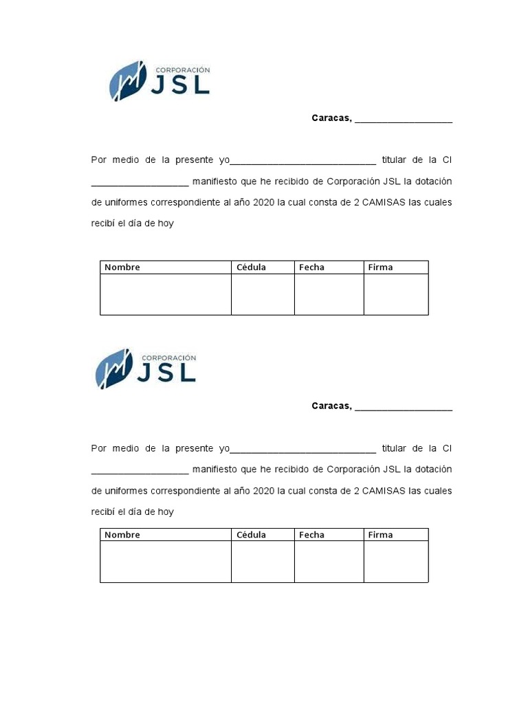 Formato Entrega De Uniformes Pdf