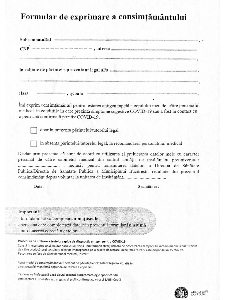 Formular Consimțământ | PDF