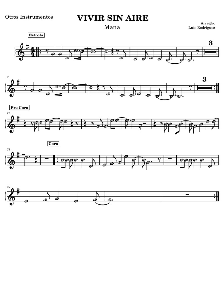 Vivir Sin Aire - Otros Instrumentos | PDF