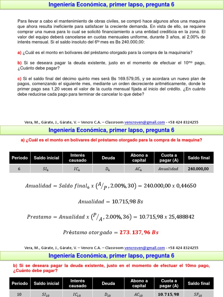 Ejercicios Resueltos de Ingenieria Economica USM | PDF | Crédito ...