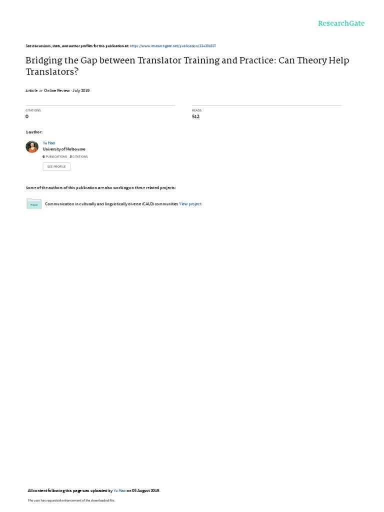 Bridging The Gap Between Translator Training and Practice: Can Theory ...