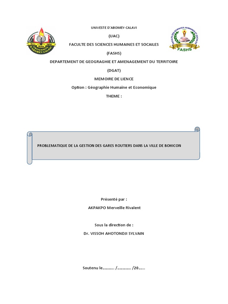 Gestion des gares routières à Bohicon | PDF | Transport