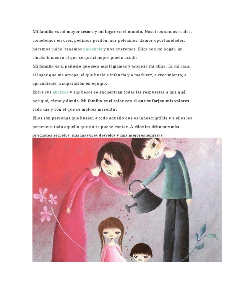 Mi Familia Es Mi Mayor Tesoro y Mi Lugar en El Mundo | PDF | Amor