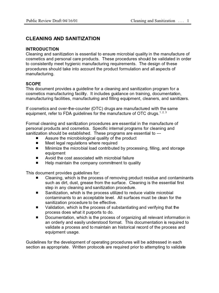 Cleaning and Sanitization Guidelines | PDF | Disinfectant | Surfactant