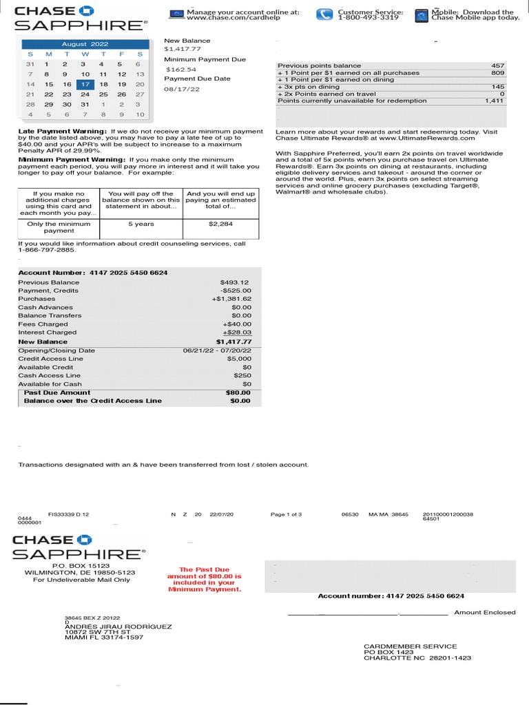 Chase Bank Statement | PDF | Credit | Finance & Money Management