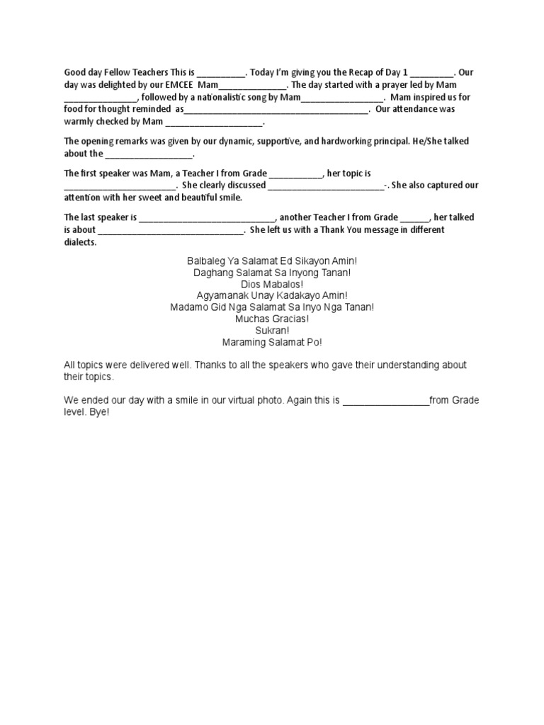 RECAP For TRAINING | PDF