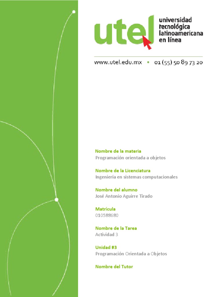Actividad 3 Programacion Orientada A Objetos Correccion Pdf Objeto Informática Lenguaje