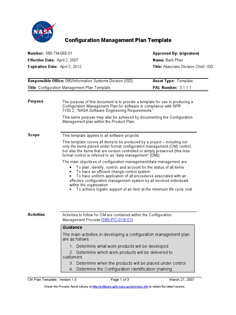 Configuration Management Plan Template | PDF