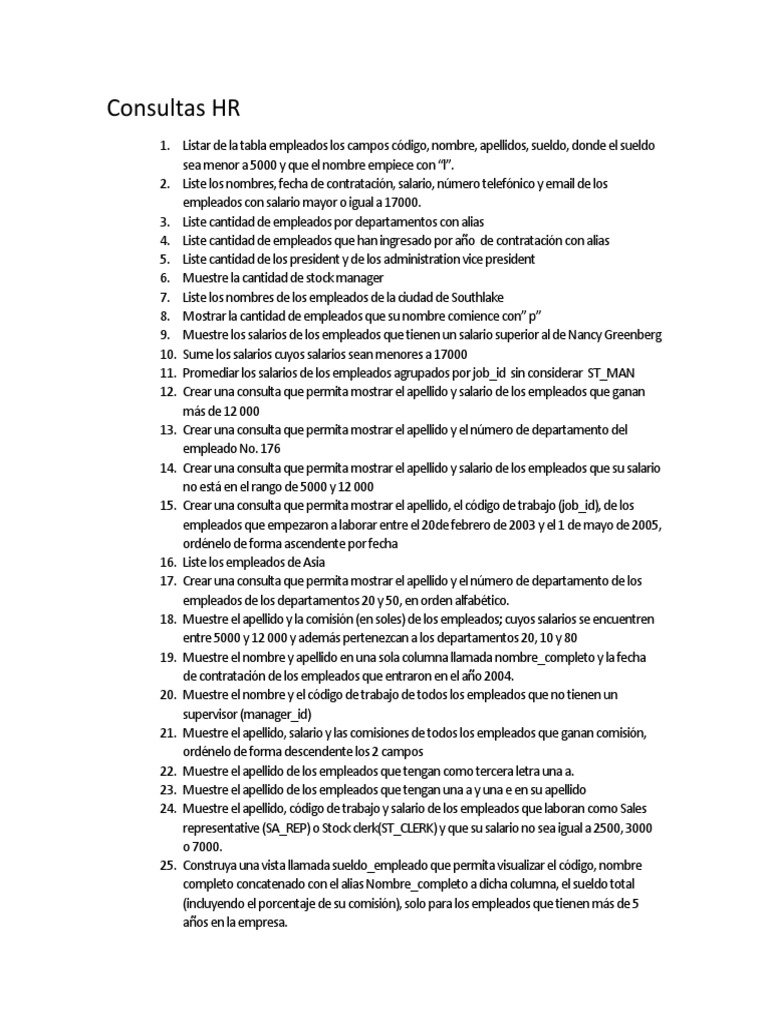 Consultas HR | PDF