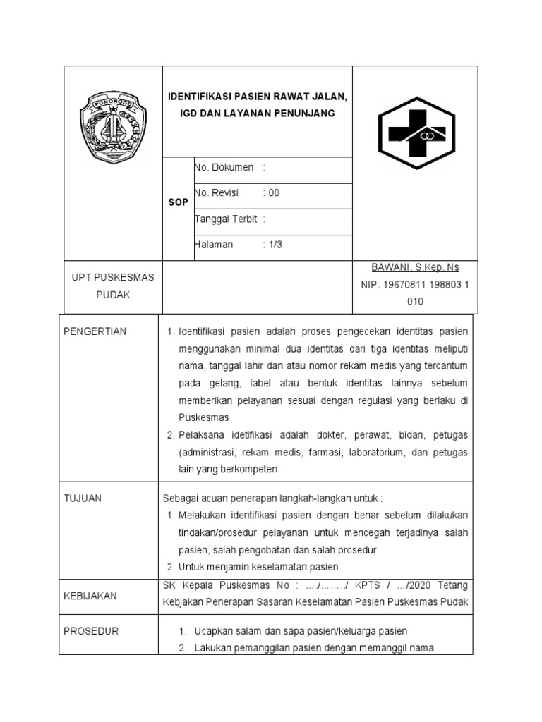 Spo - Identifikasi - Pasien - Rawat - Jalan, - Igd, - Dan - Layanan ...