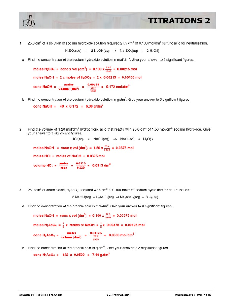 Chemsheets GCSE 1106 (Titrations 2) ANS Lkep9 | PDF | Sodium Hydroxide ...