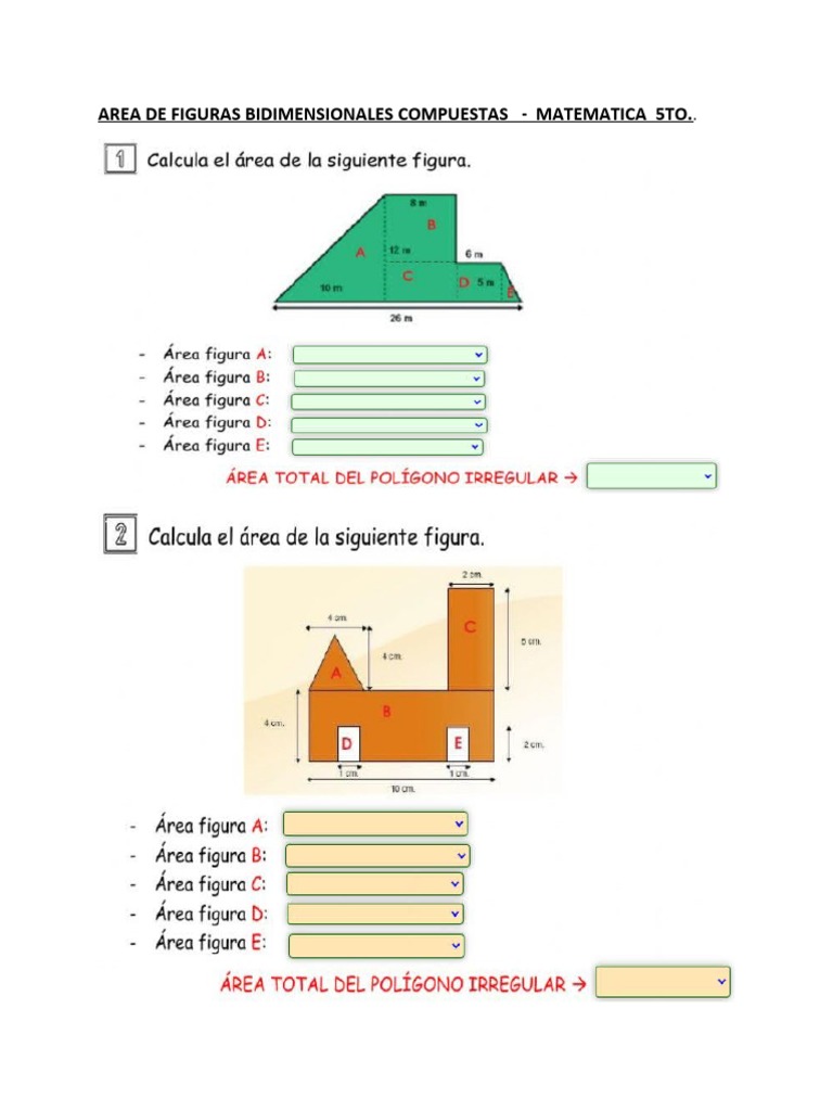 Area de Figuras Bidimensionales Compuestas | PDF