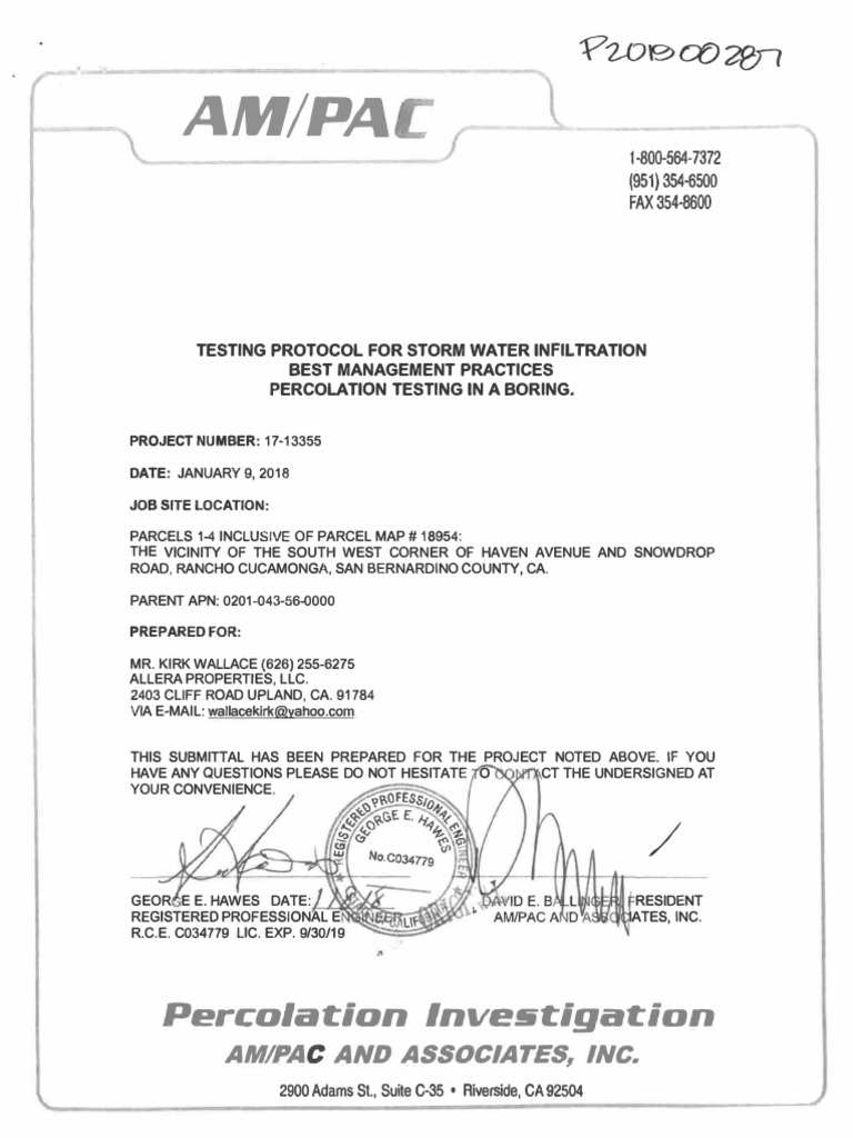 Percolation Testing For Storm Water Infiltration | Download Free PDF ...