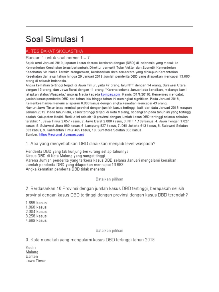 Soal Simulasi 1 | PDF