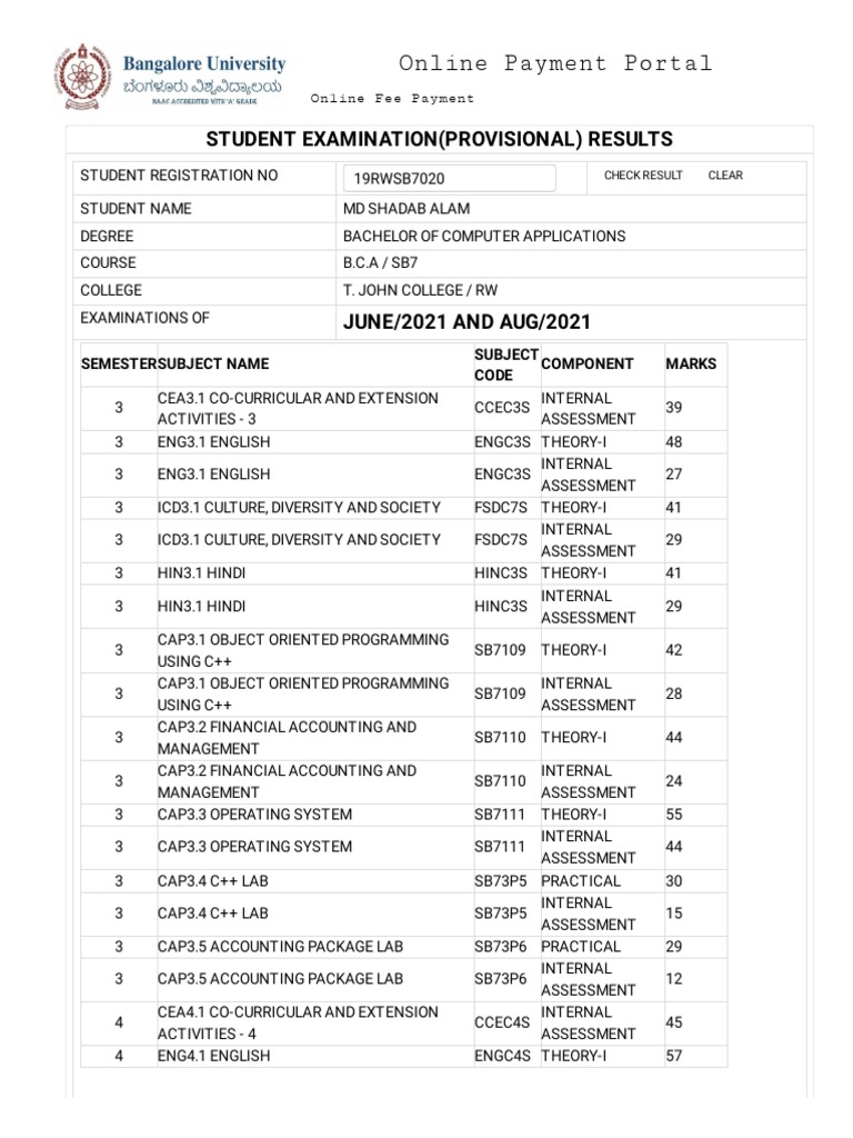 Bangalore University - Provisional Examin | PDF | Computer Science ...