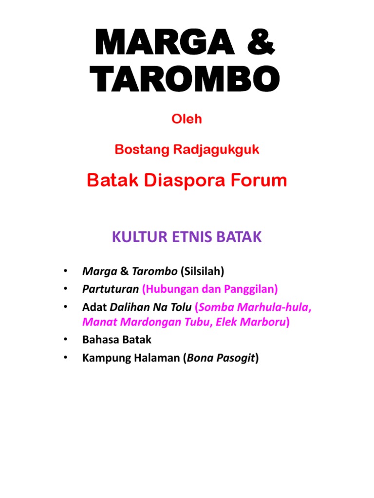 Marga & Tarombo Batak: Panduan Lengkap | PDF