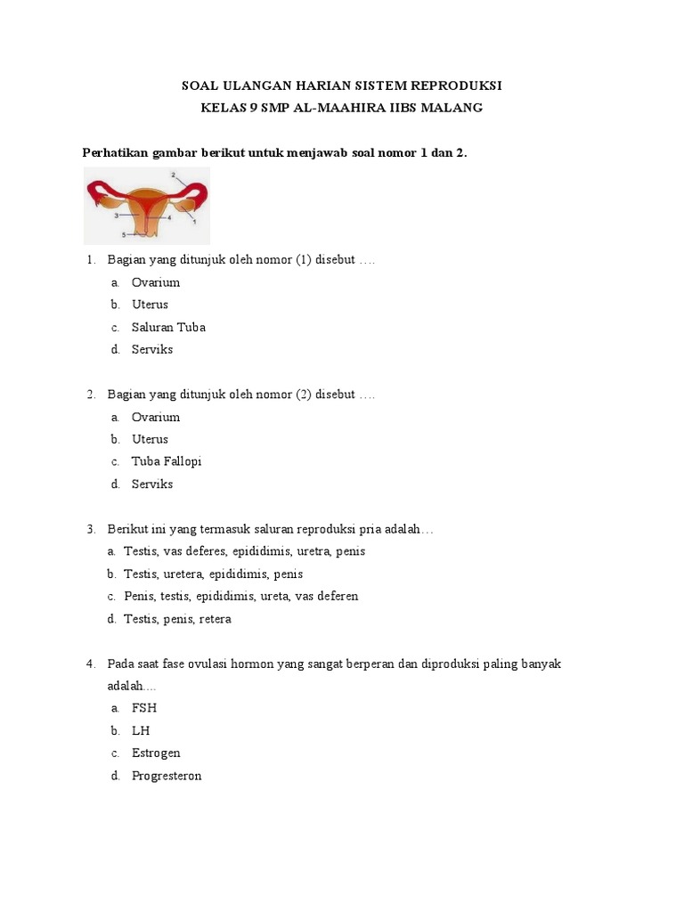 Soal Uh Sistem Reproduksi - Ipa - Kelas 9 | PDF