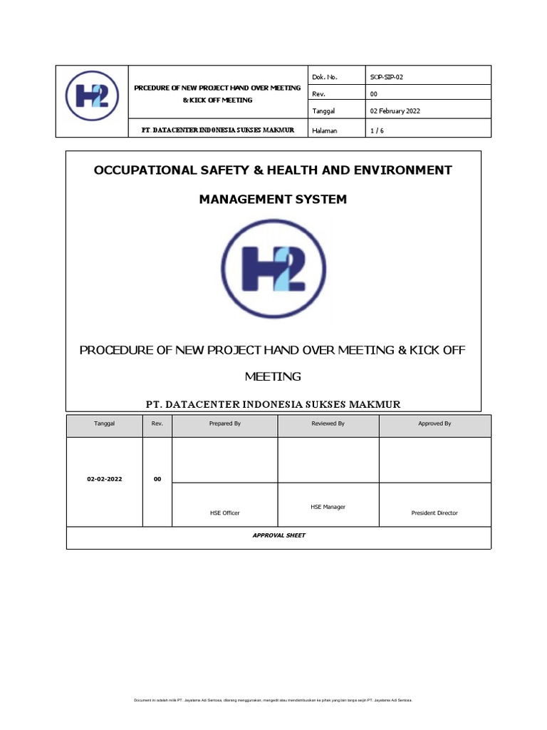JAS-PM-SOP-02 Procedure of New Project Hand Over Meeting & Kick Off ...