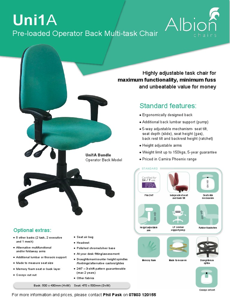 Uni1A: Pre-Loaded Operator Back Multi-Task Chair | PDF | Chair | Vehicles