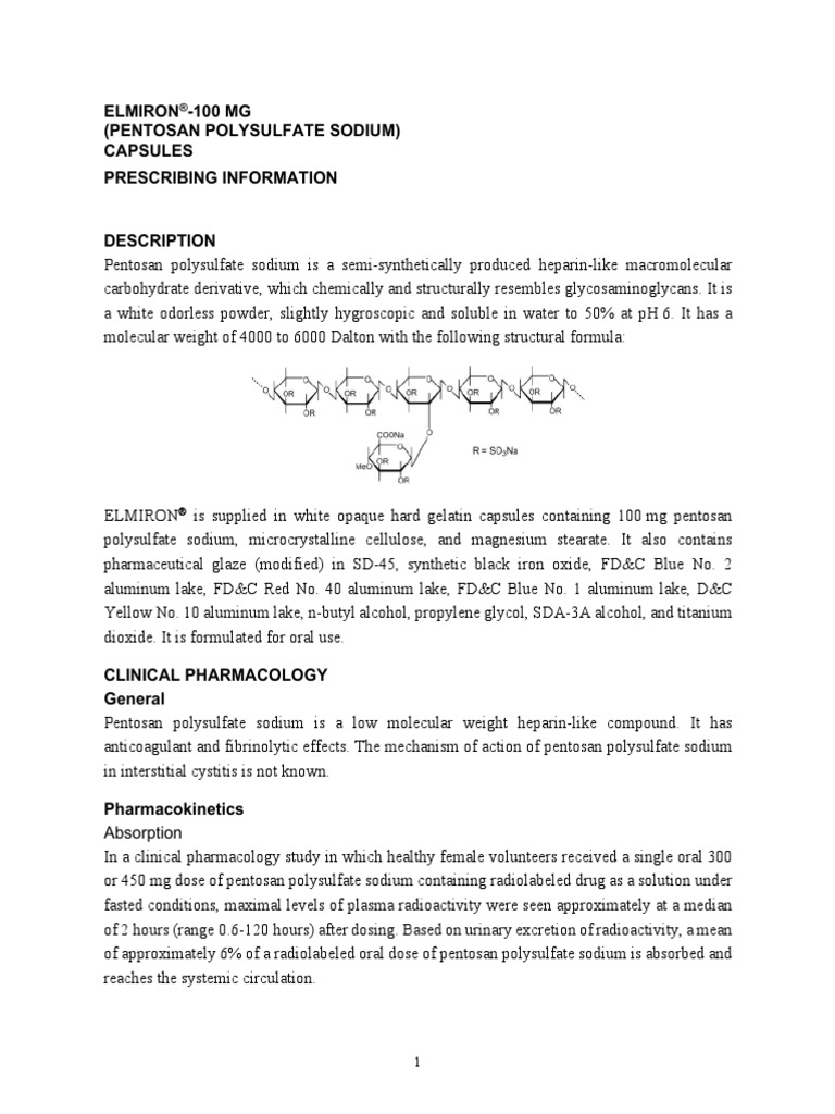 Elmiron - 100 MG (Pentosan Polysulfate Sodium) Capsules Prescribing ...