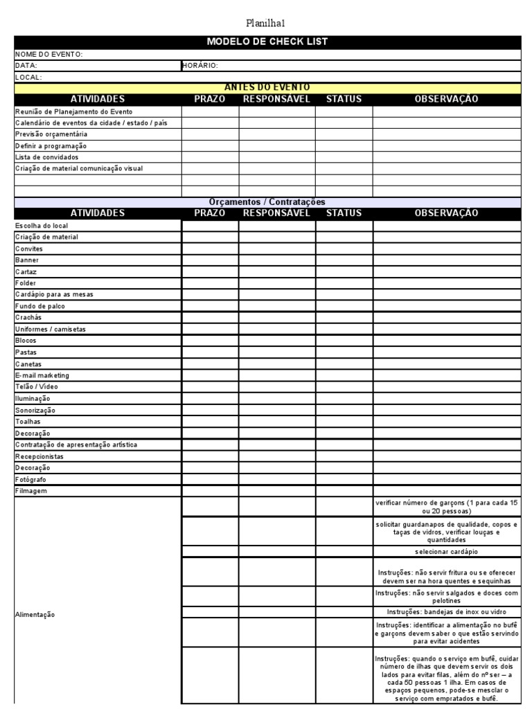Modelo Check List | PDF | Science | Tecnologia (geral)