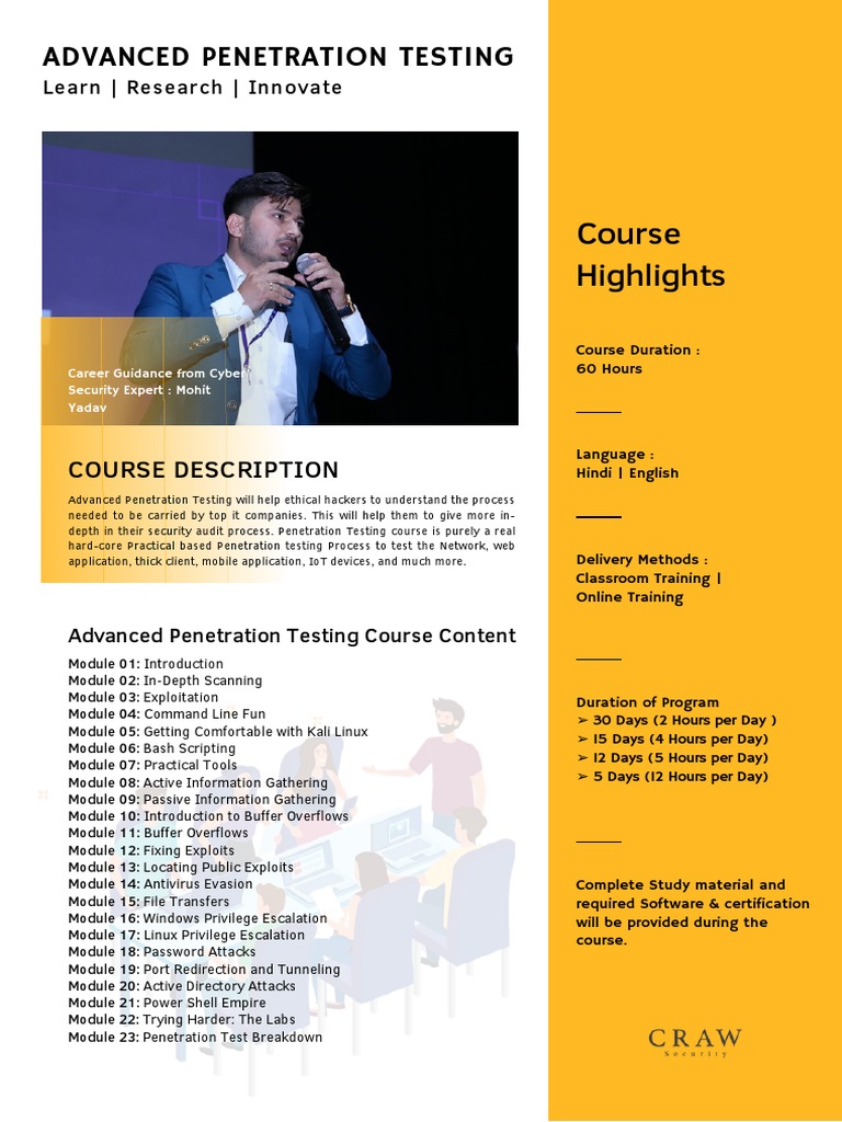 Course Highlights: Advanced Penetration Testing | PDF | Penetration ...