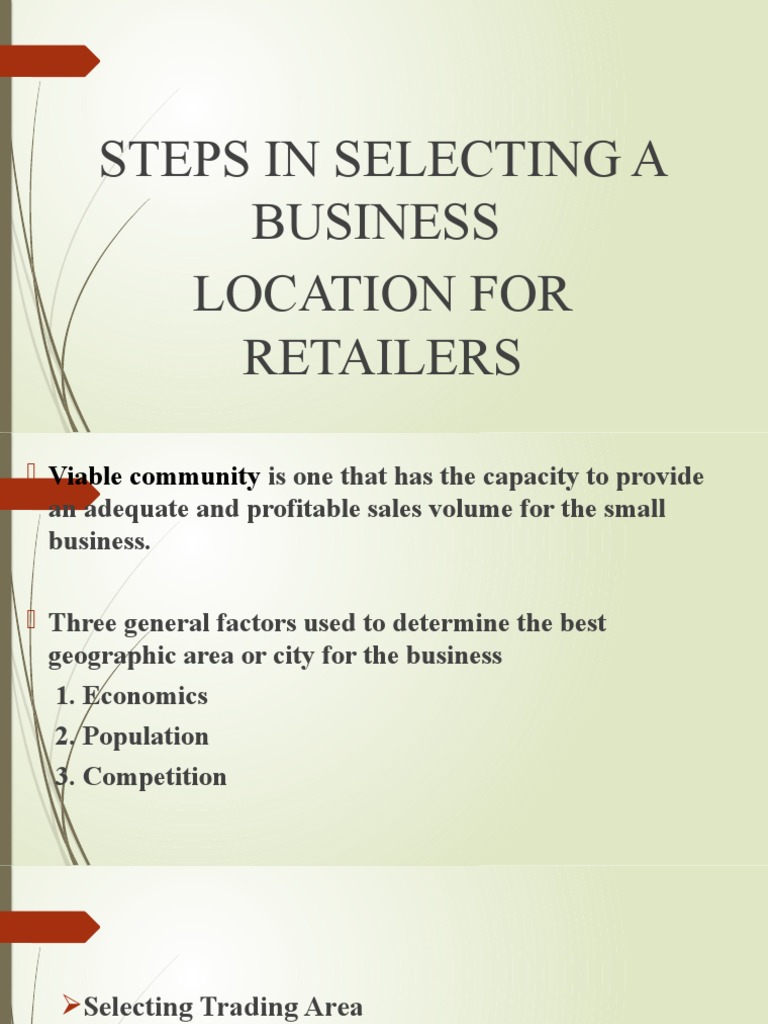 Steps in Selecting Business Location For Retailers | PDF | Retail ...