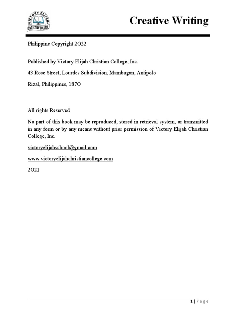 1st SEMESTER Creative Writing | PDF | Much Ado About Nothing | Creative ...