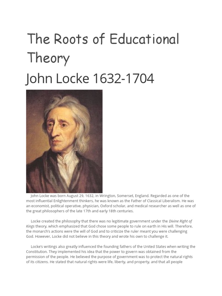 The Roots of Educational Theory: John Locke 1632-1704 | PDF | John ...