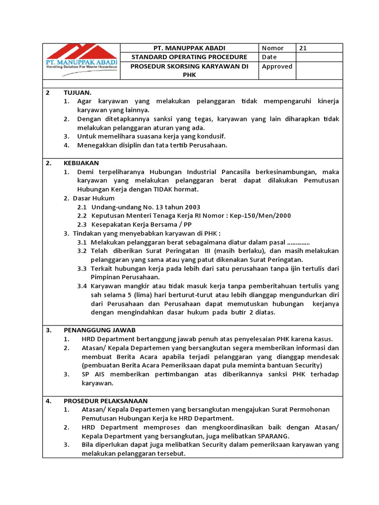 Prosedur PHK Karyawan | PDF