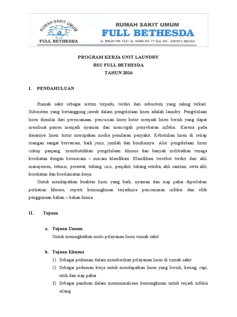 Program Kerja Unit Laundry | PDF
