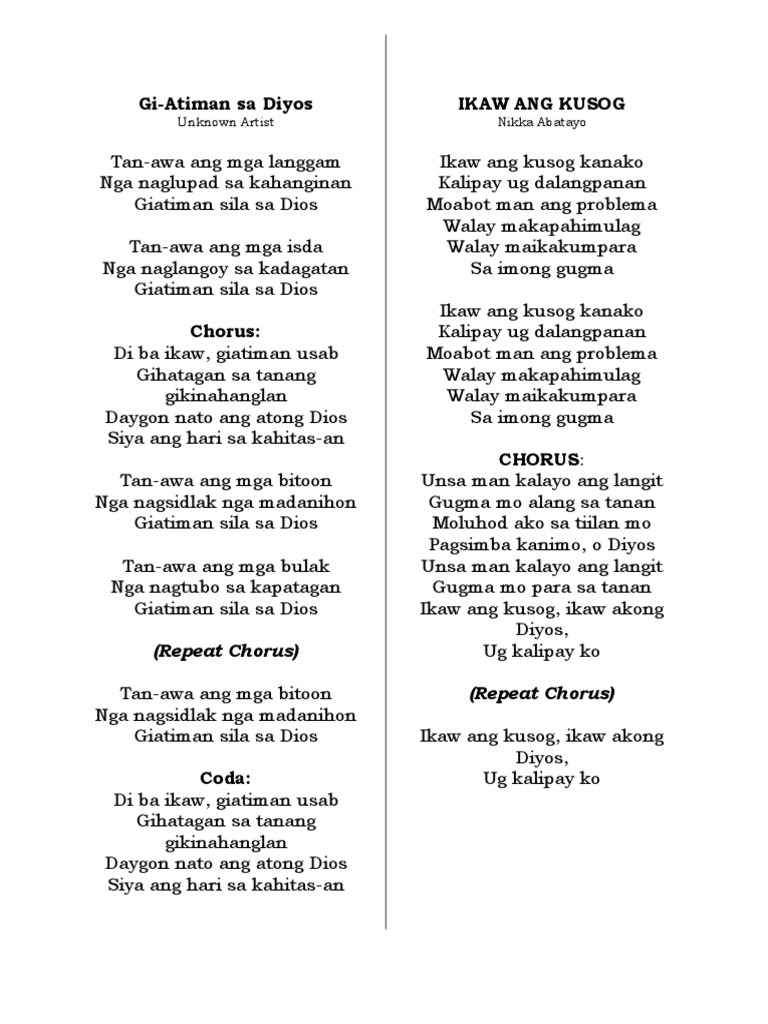 Gi-Atiman Sa Diyos Ikaw Ang Kusog: (Repeat Chorus) (Repeat Chorus) | PDF