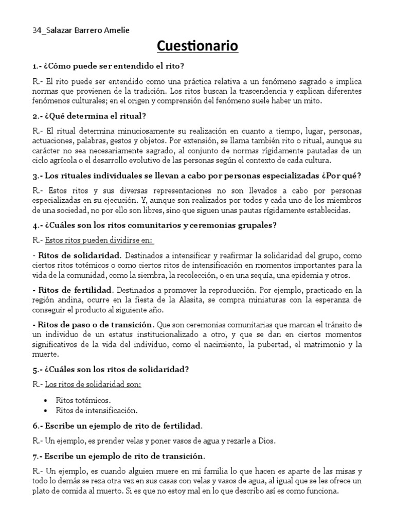 Cuestionario de Religión | PDF | Rituales