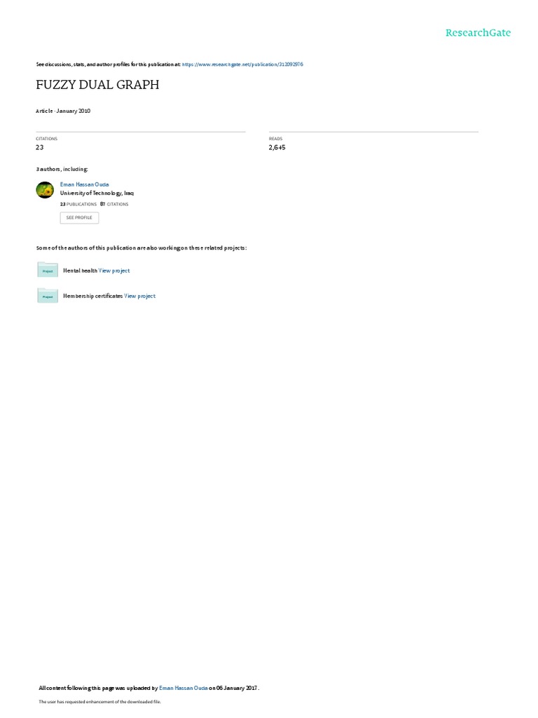 Fuzzy Dual Graph: January 2010 | PDF | Vertex (Graph Theory) | Discrete ...