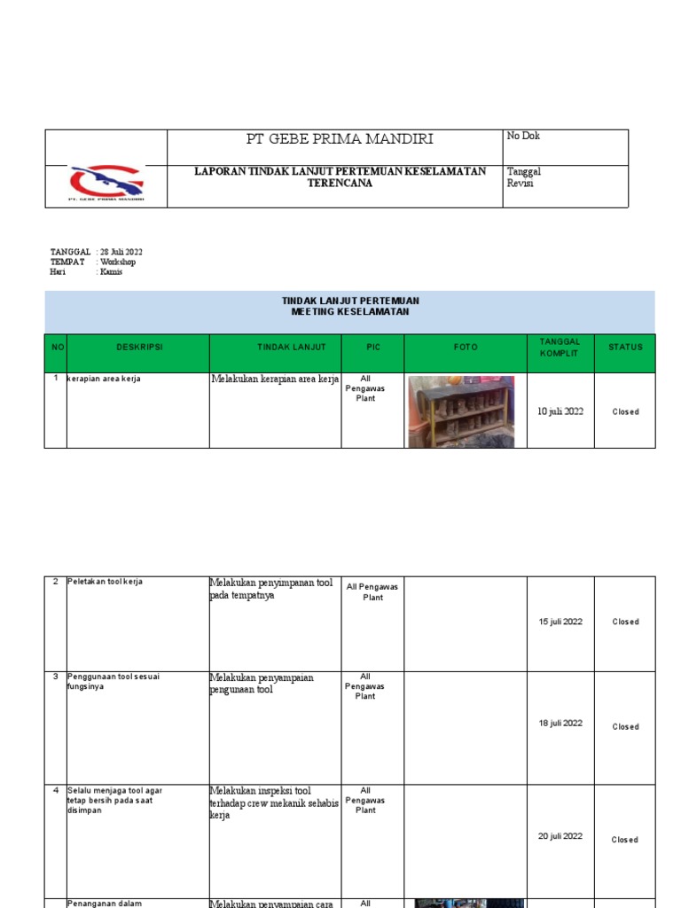 Laporan Tindak Lanjut Pertemuan | PDF